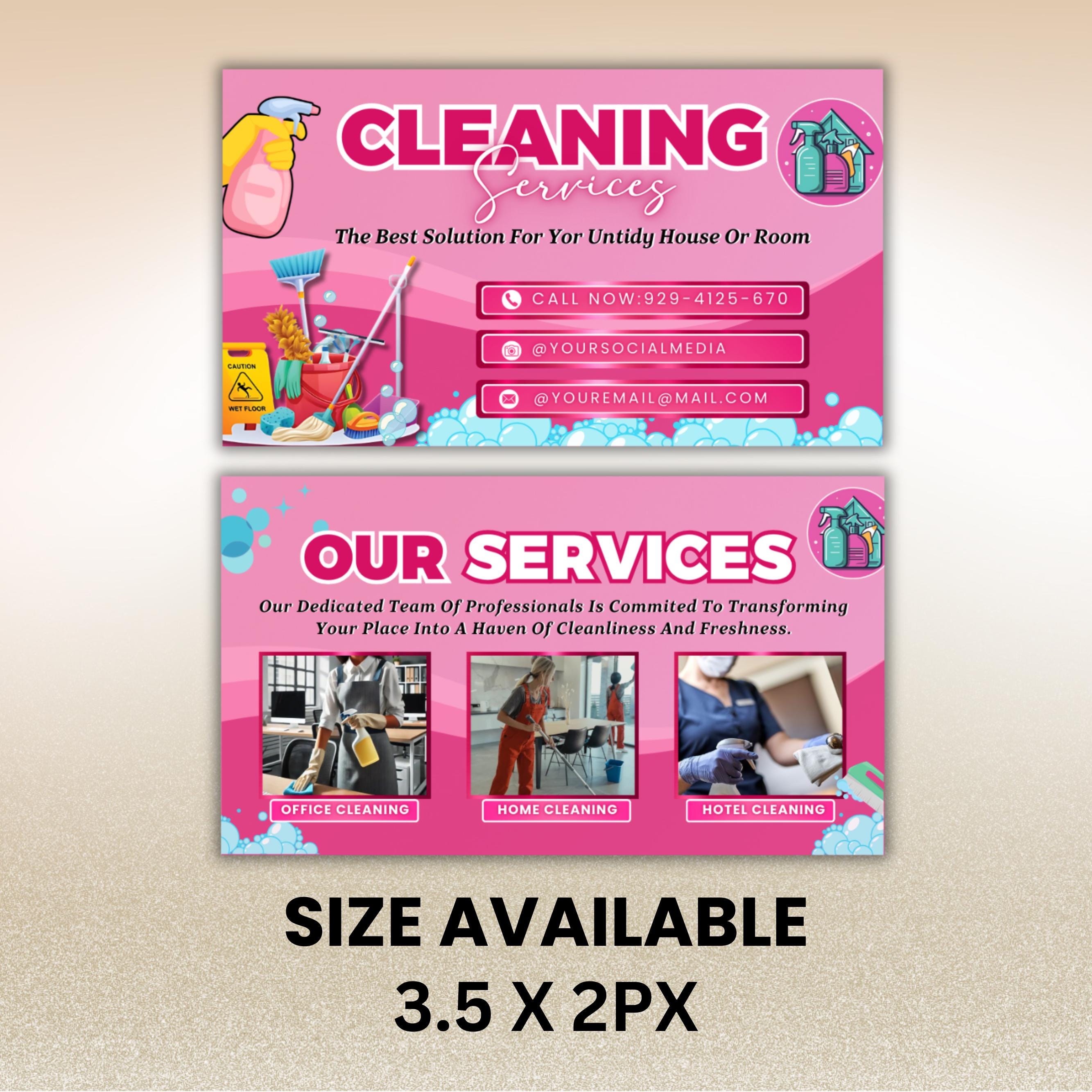Business Card, Cleaning Services Business Card, Premade Housekeeping ...