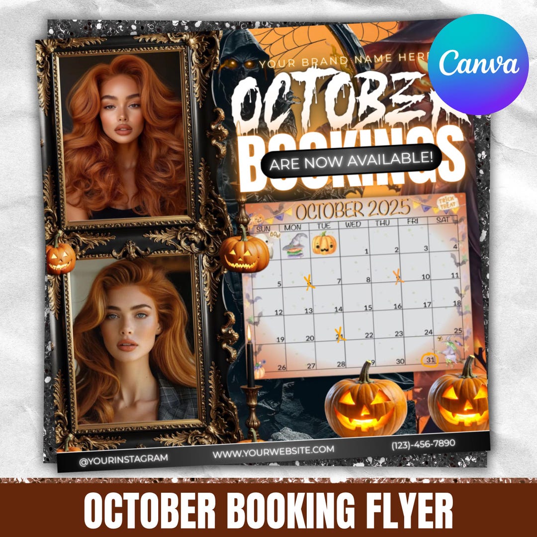 October Booking Flyer, Halloween Booking Flyer, October Books Open ...