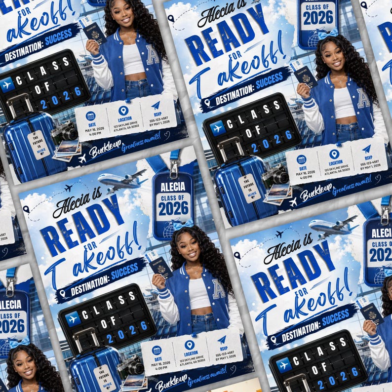 Flight Themed Graduation Flyer Template, Going Places Grad Invite ...