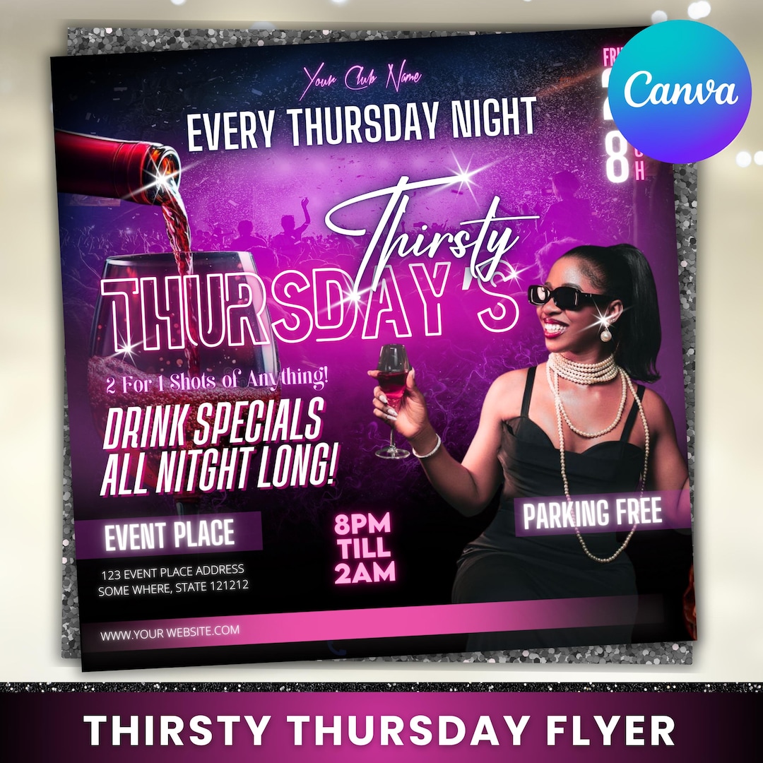 Thirsty Thursday Party Flyer, Thursdays Party Flyer, Thursday Nightclub ...