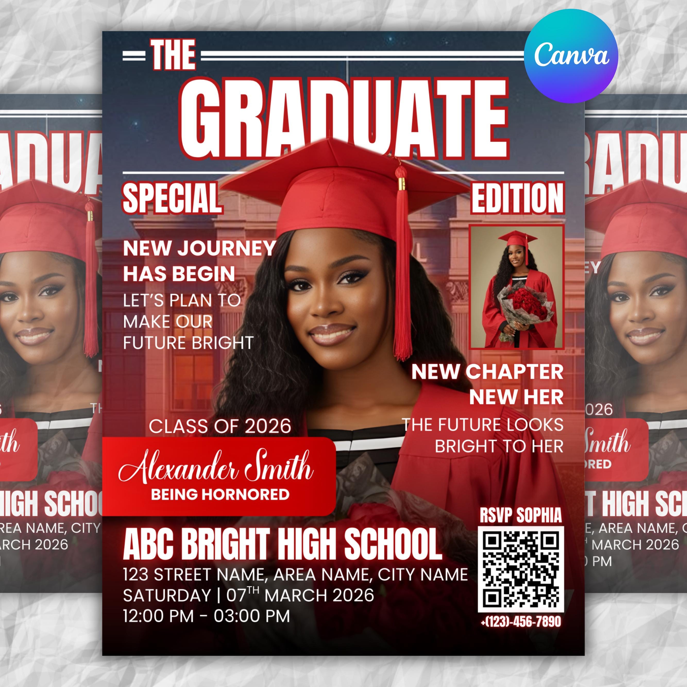 Graduation Magazine Cover, Graduation Event, Grad Announcement, Class ...
