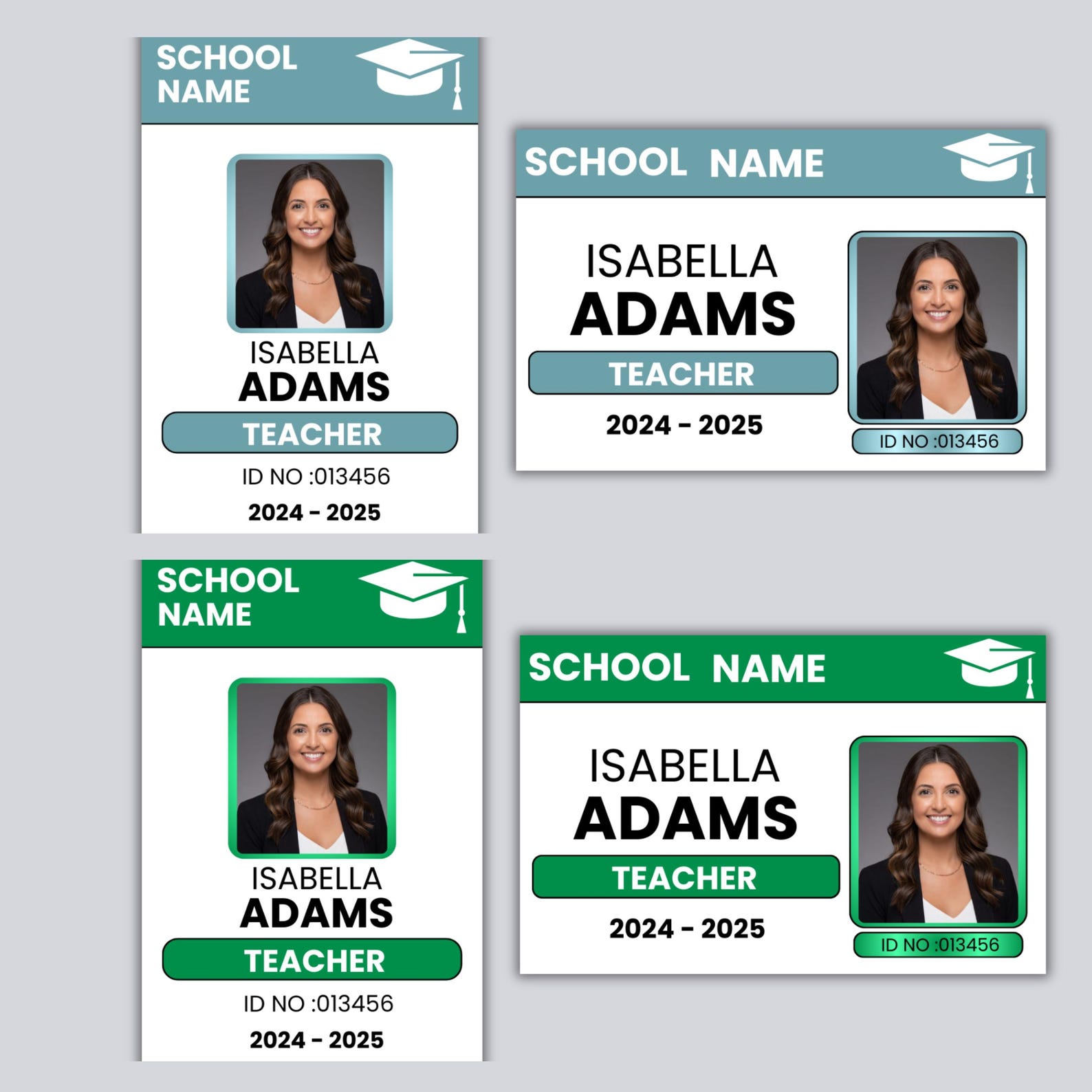 ID Card Template, Custom Id Card Template, Student Teacher ID Card ...