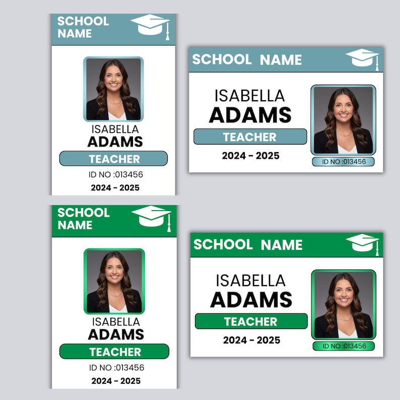 ID Card Template, Custom Id Card Template, Student Teacher ID Card ...