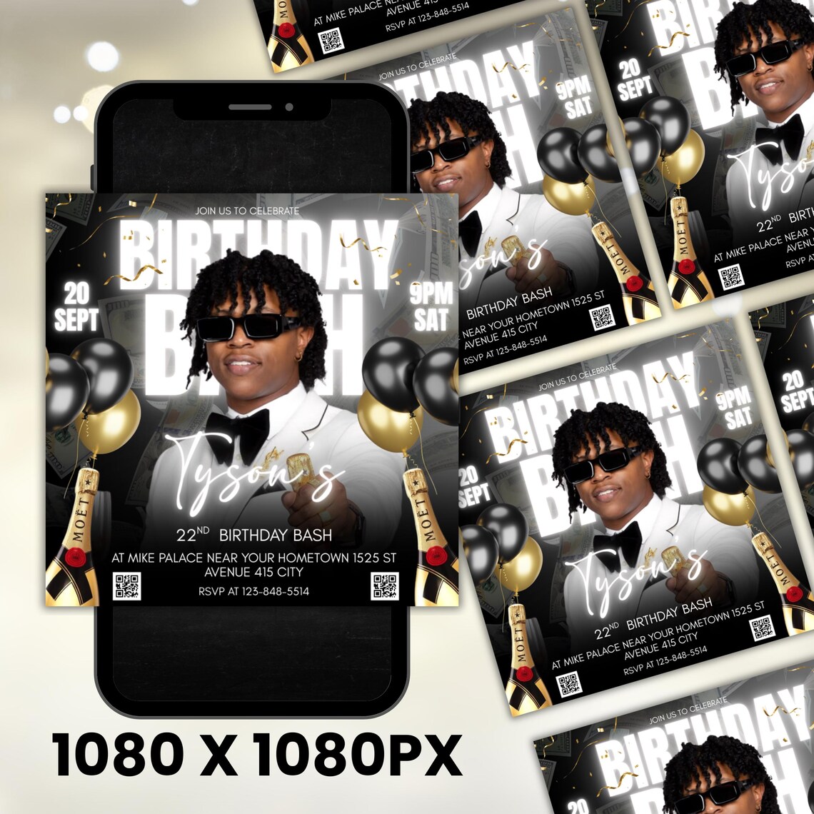 Birthday Party Flyer, Men's Birthday Flyer, Birthday Boy, Event Flyer ...