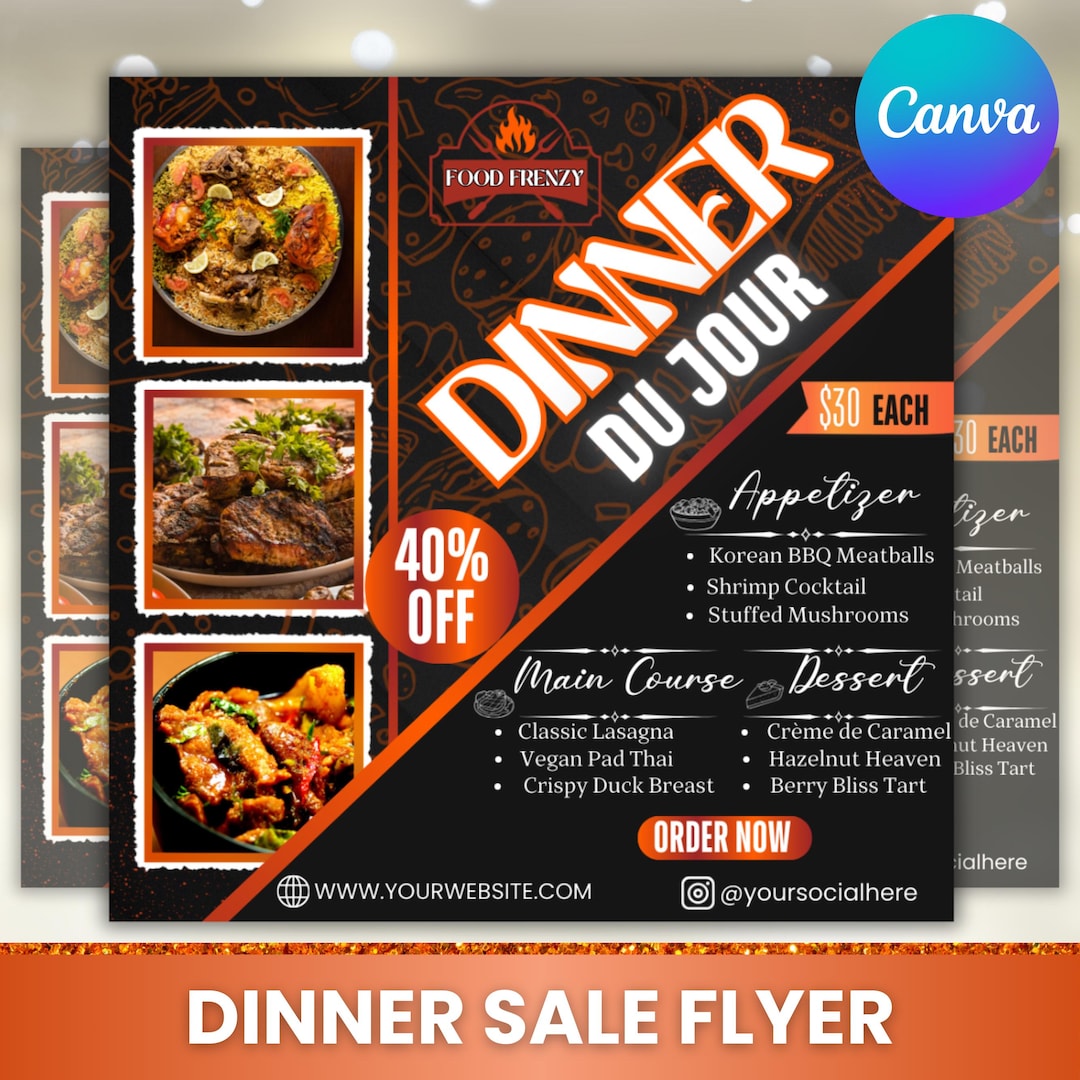 Food Business Flyer, Business Flyer, Dinner Sale Flyer, Restaurant Food ...