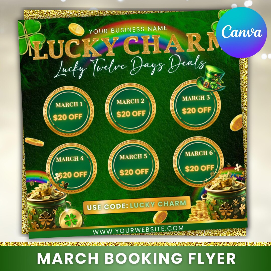 March Booking Flyer, St. Patrick Day Flyer, March Madness Flyer, March ...
