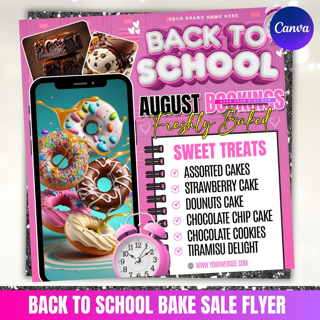 Back to School Bake Sale Flyer, August Bake Sale Flyer, Bakery Flyer ...