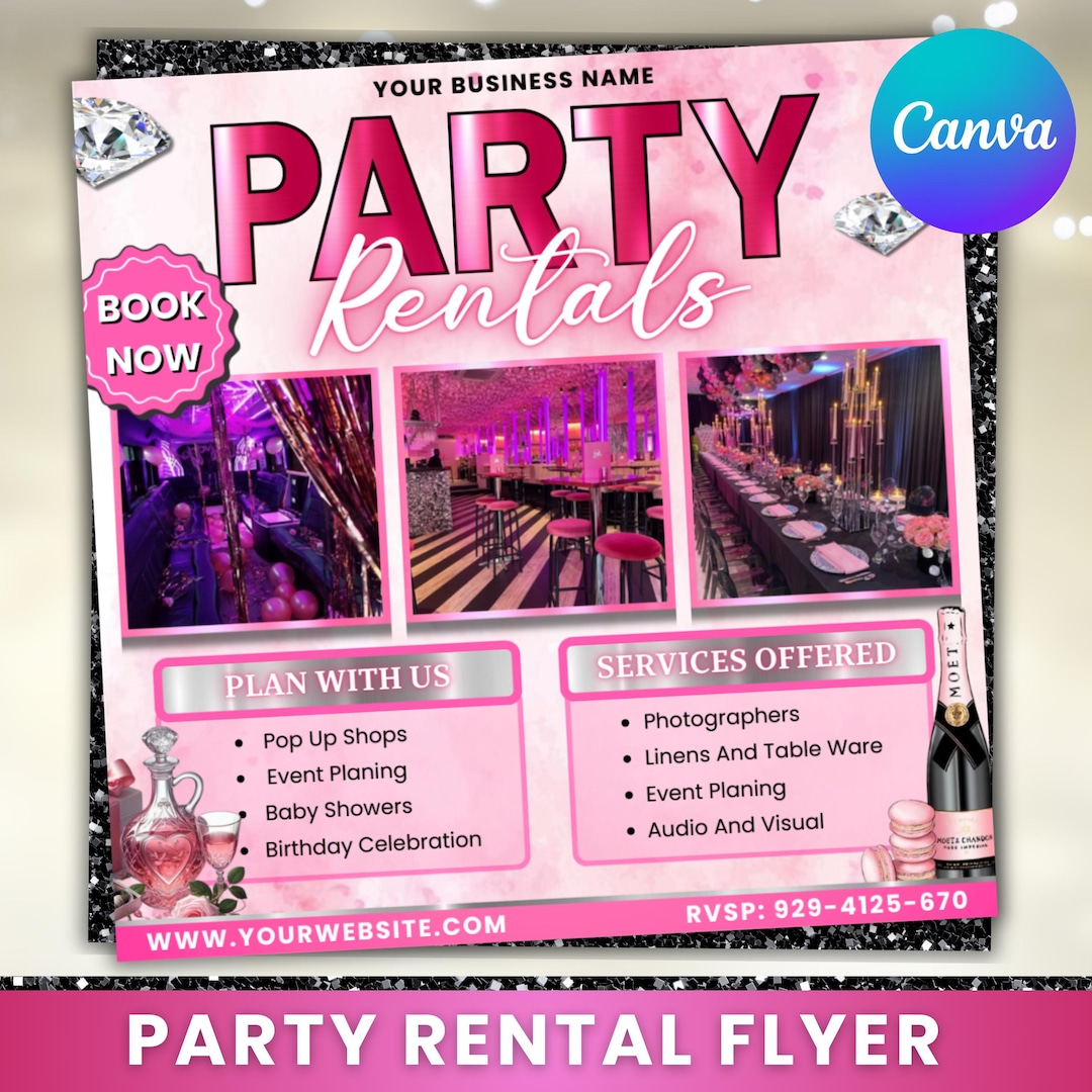 Party Rentals Flyer, Event Supplies Flyer, Event Equipment Rental Flyer ...