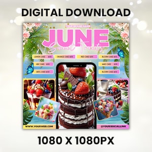 June Bakery Flyer, Summer Bake Sale Flyer, Bakery Flyer, Bake Sale ...