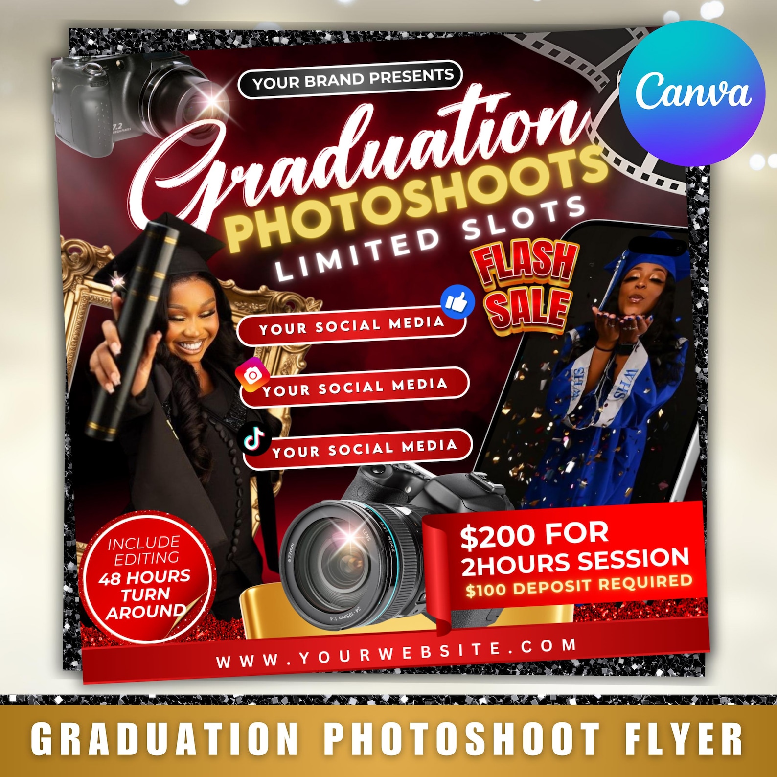 Graduate Flyer, Graduation Photoshoot Flyer, Photographer Prom Fly ...