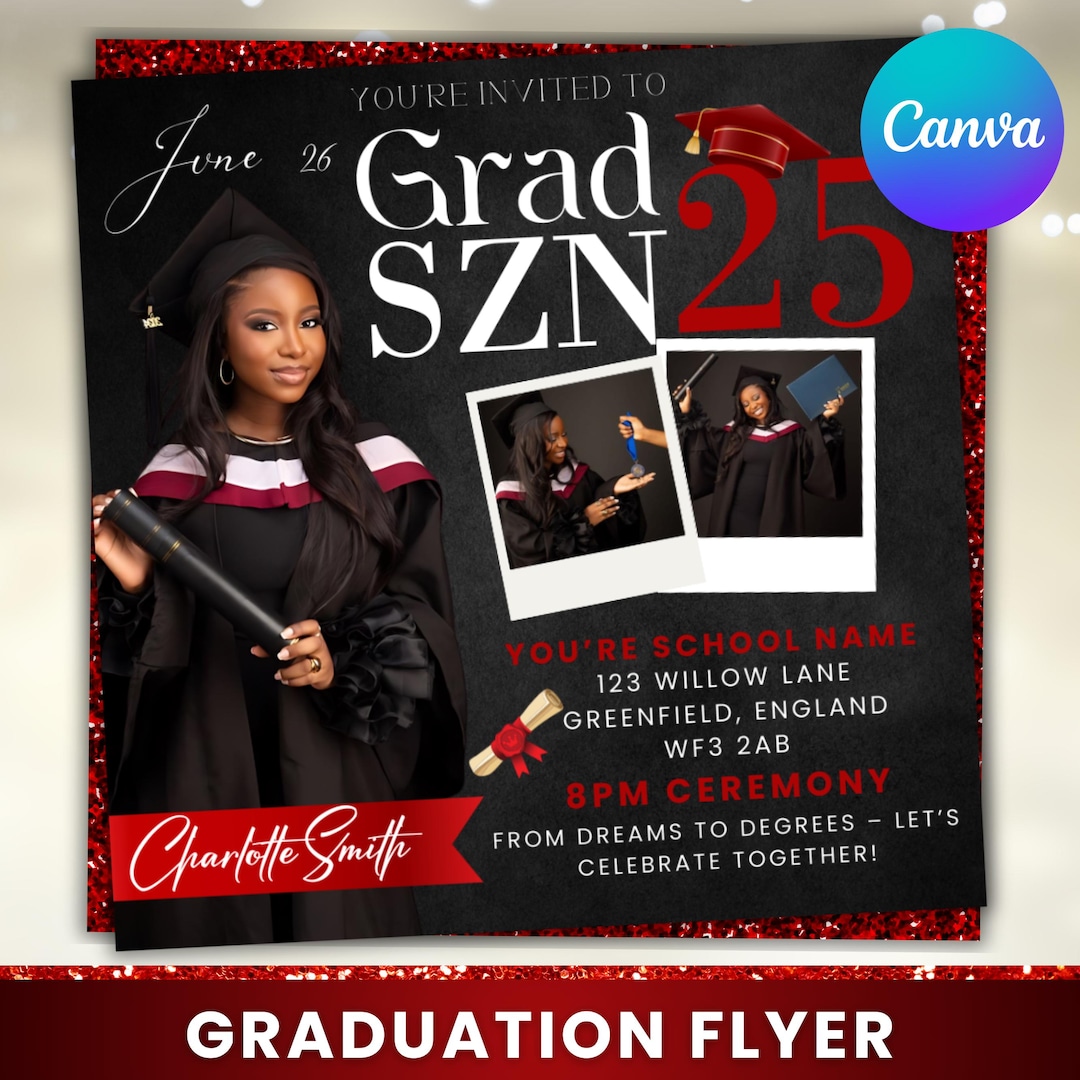 Graduate Flyer, Graduation Party Flyer, Graduation Invitation, College ...
