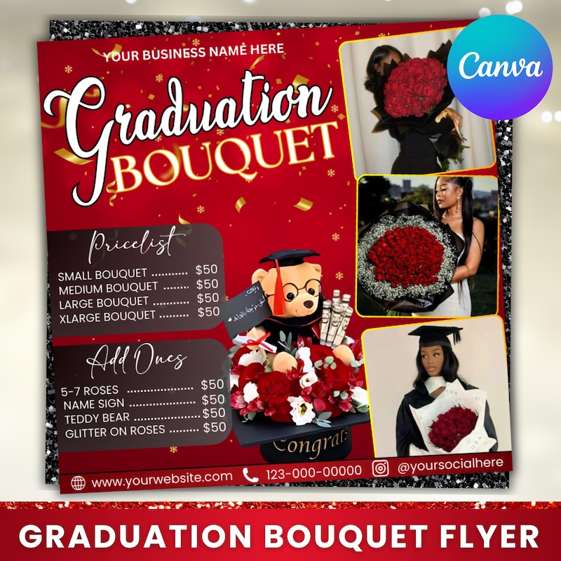 Graduation Flowers Flyer - Etsy