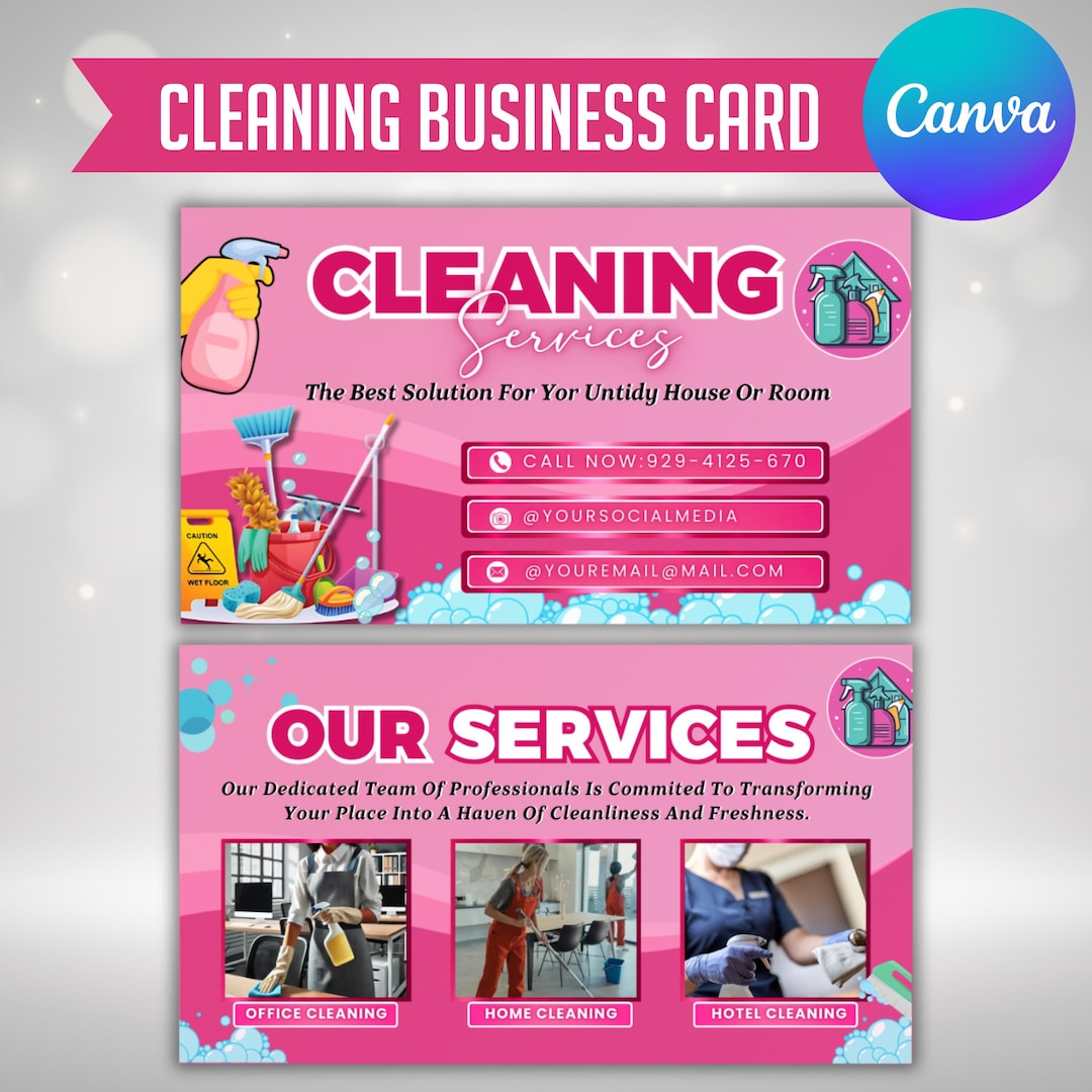 Business Card, Cleaning Services Business Card, Premade Housekeeping ...