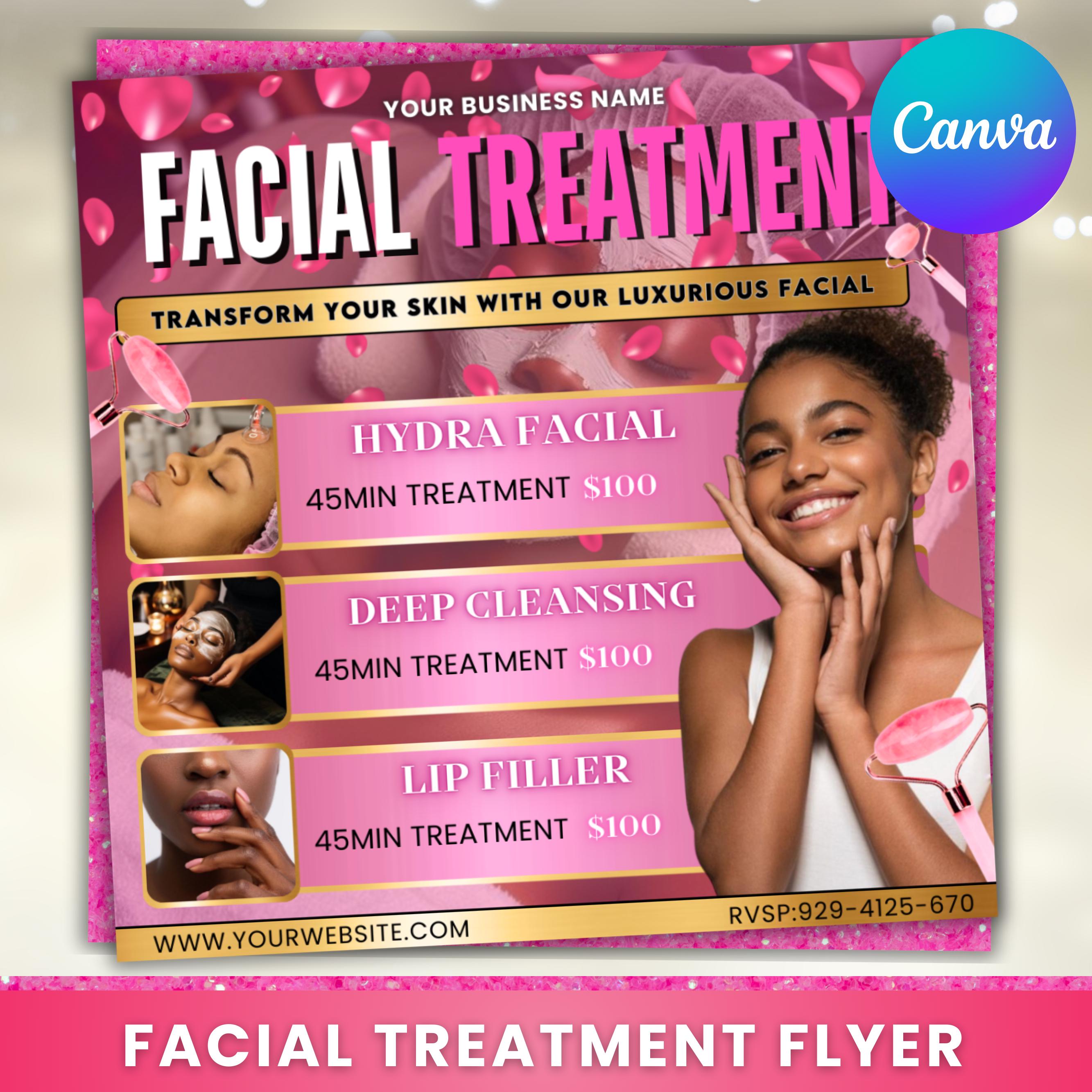 Facials Flyer, Facial Treatment Flyer, Esthetician Booking Flyer ...