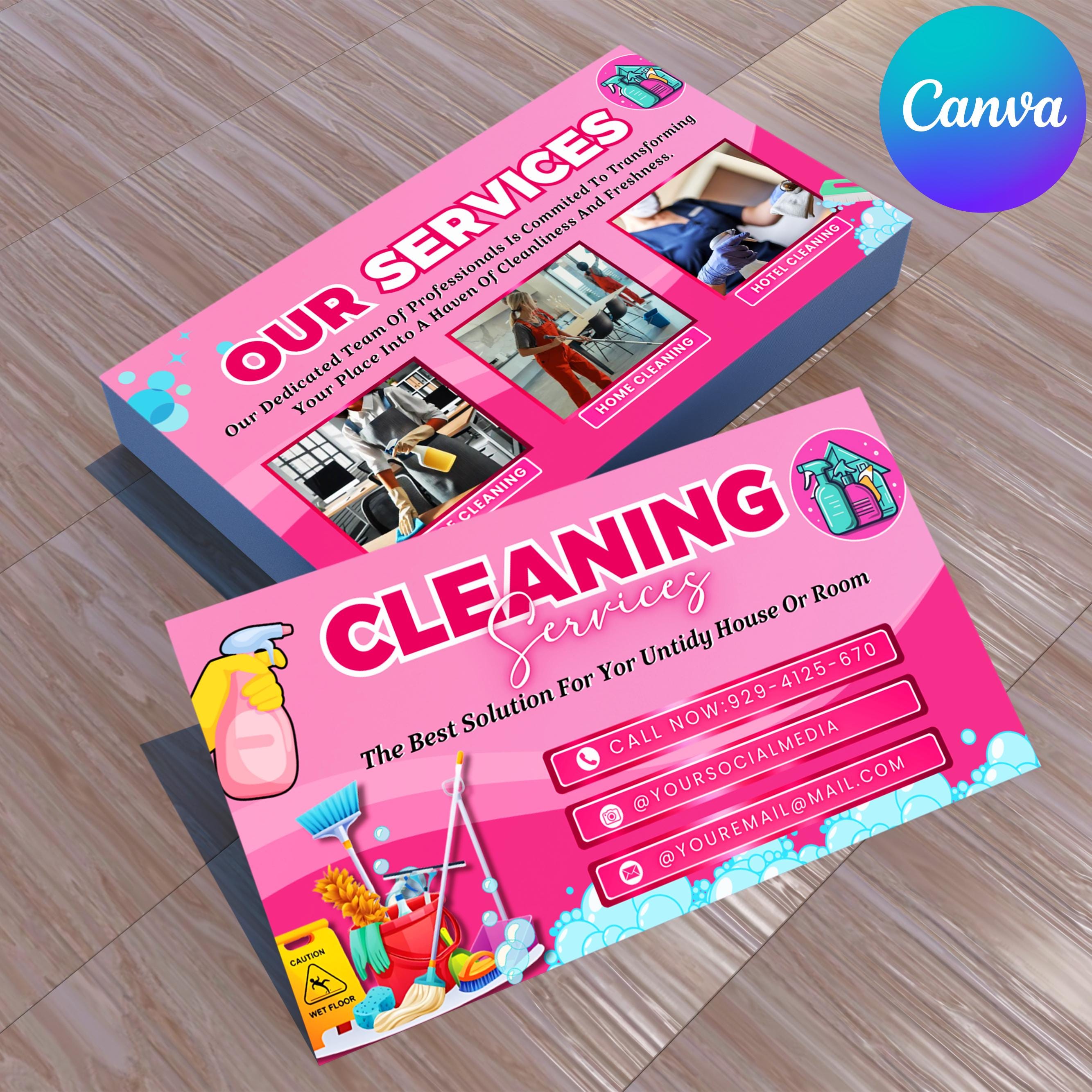 Business Card, Cleaning Services Business Card, Premade Housekeeping ...