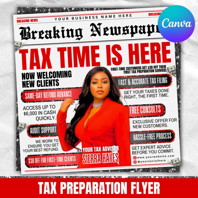 Red and White Tax Flyers - Etsy