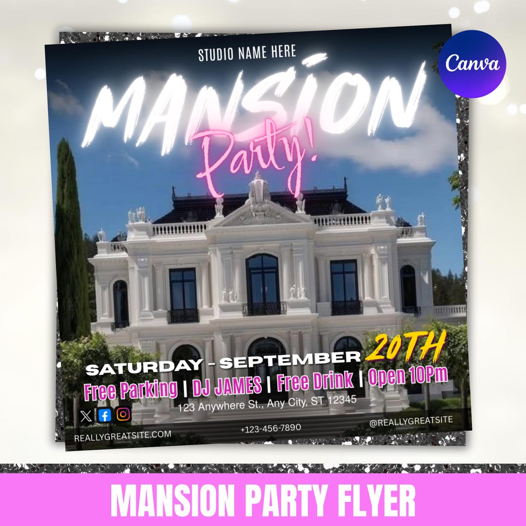 Mansion Party Flyer, Club Party Flyer, Luxurious Event Flyer, Mansion ...