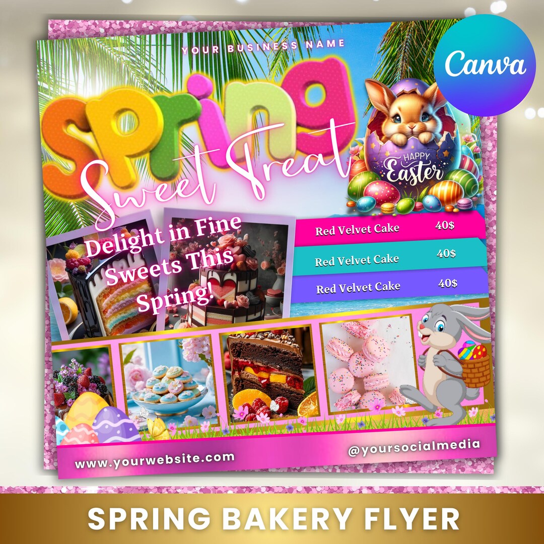 Spring Bakery Flyer, Spring Bake Sale Flyer, Spring Booking Flyer ...