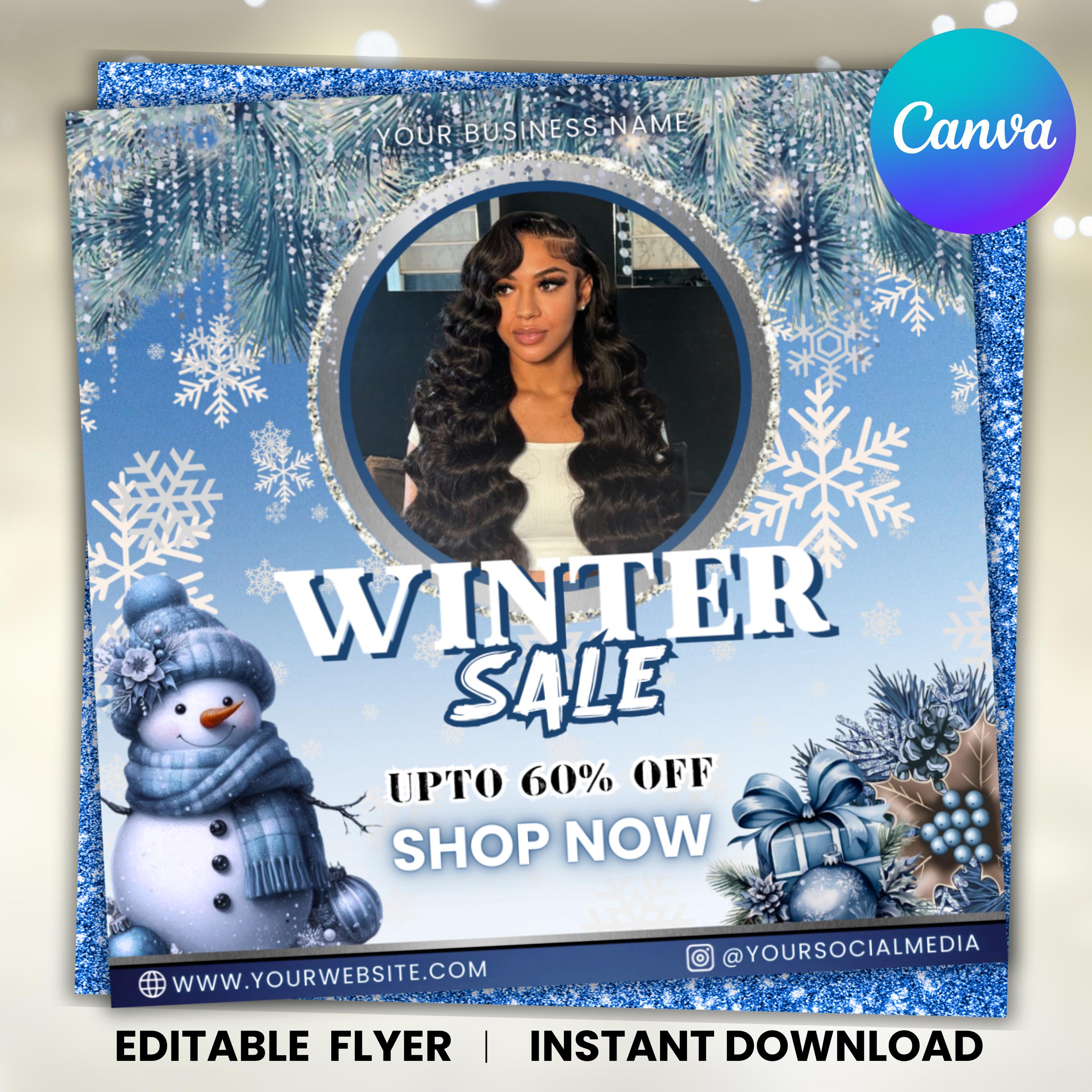 Winter Season Sale Flyer, Winter Flash Sale Flyer, Winter Booking Flyer ...
