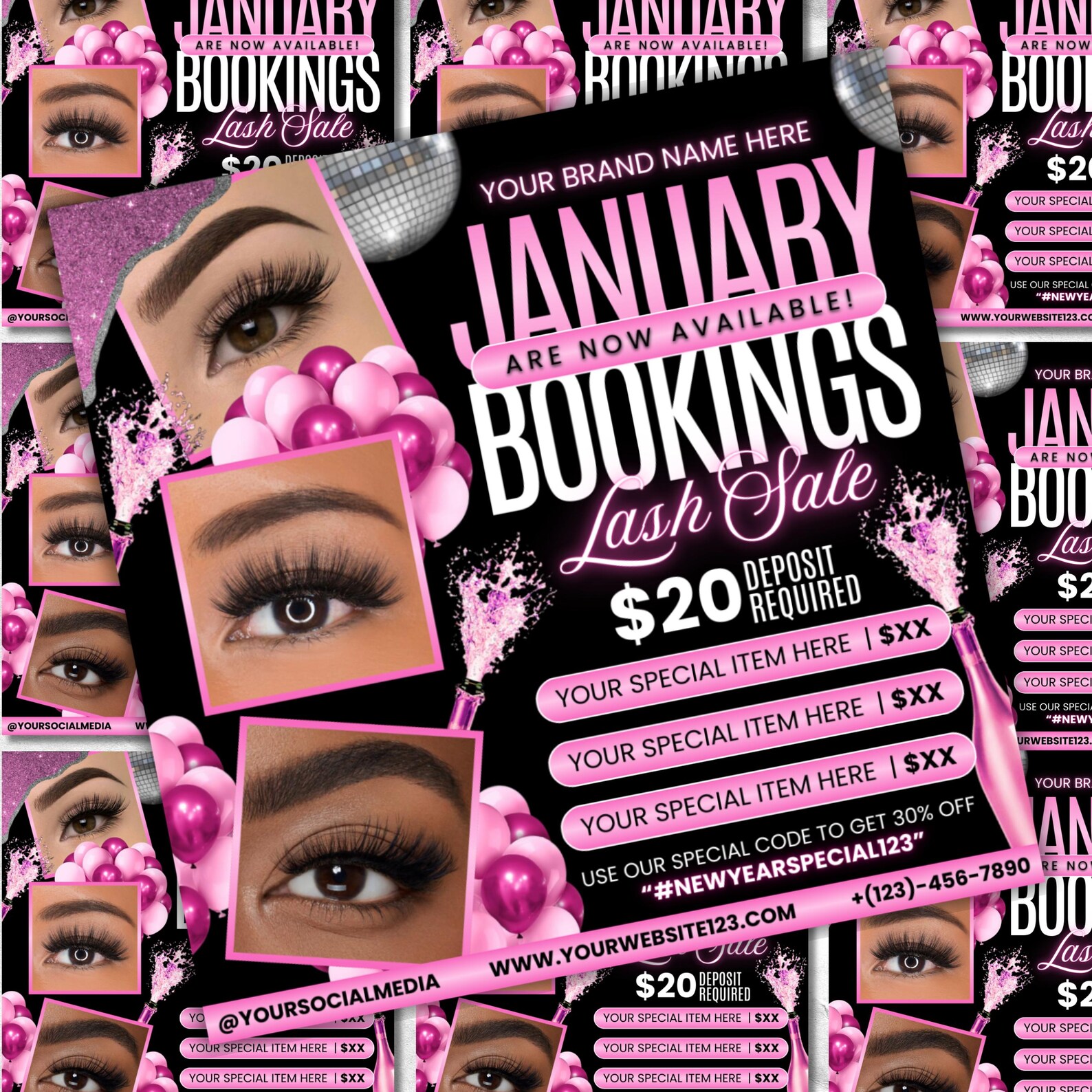New Year Lash Sale Flyer, January Booking Flyer, DIY Lash Extensions ...