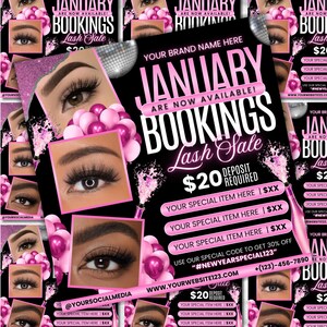 New Year Lash Sale Flyer, January Booking Flyer, DIY Lash Extensions ...