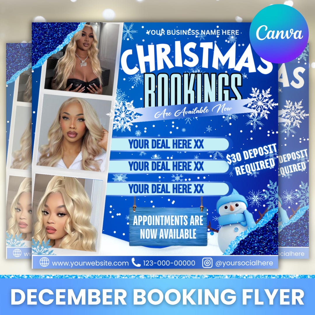 December Booking Flyer, Christmas Booking Flyer, Christmas Sale Flyer ...