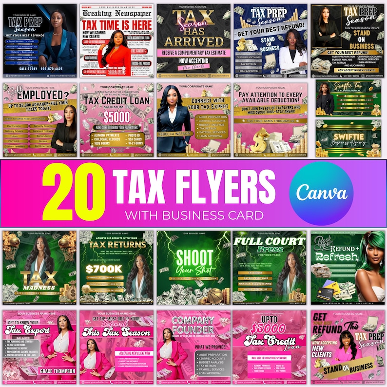 Tax Prep Bundle, 20 Tax Prep Flyers, Tax Flyers, Tax Season Flyer ...
