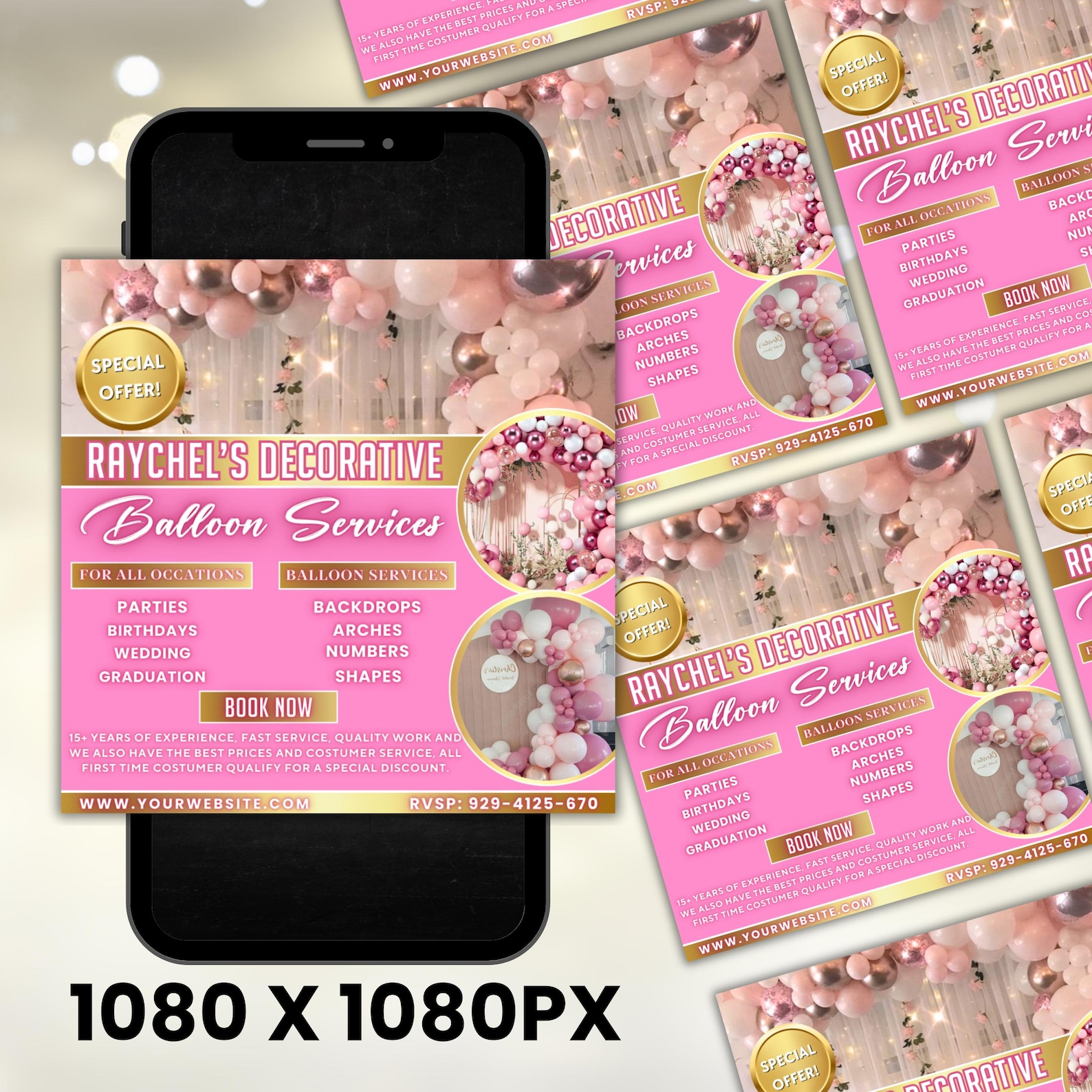 Ballon Decor Flyer Template, Balloon Business Advertisement, DIY ...