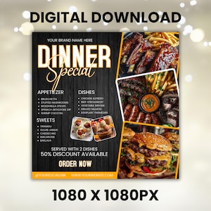 Dinner Specials Flyer, Dinner Sale Flyer, Dinner Menu Deals Flyer ...