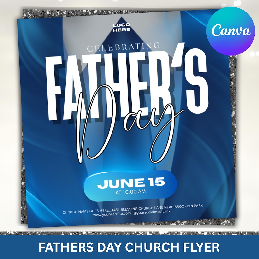 Father’s Day Church Flyer Template, Church Service Flyer, Father’s Day ...