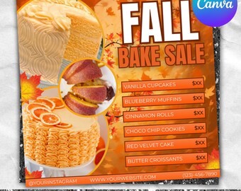 Fall Bakery Flyer, Autumn Bake Sale Flyer, Fall Sweet Treats Flyer ...