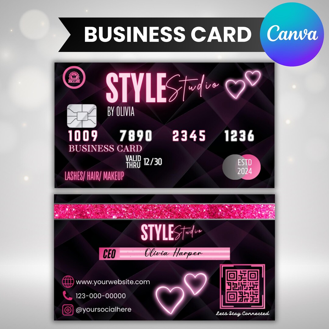 Business Card, Loyalty Card, Credit Card Style Template, DIY Discount ...
