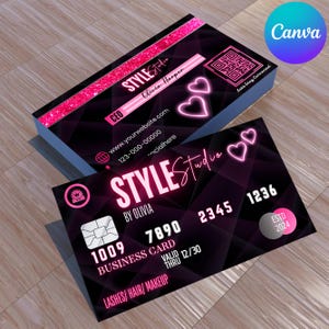Business Card, Loyalty Card, Credit Card Style Template, DIY Discount ...