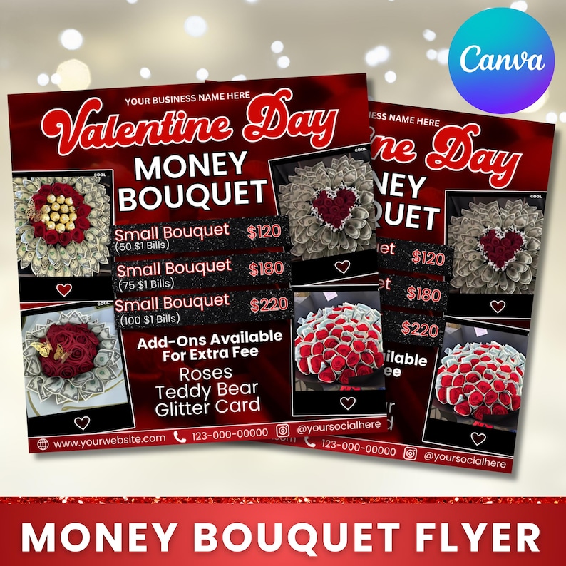 Valentine Day Flyer, Valentine Money Bouquet Pricelist Flyer, Flyer for ...