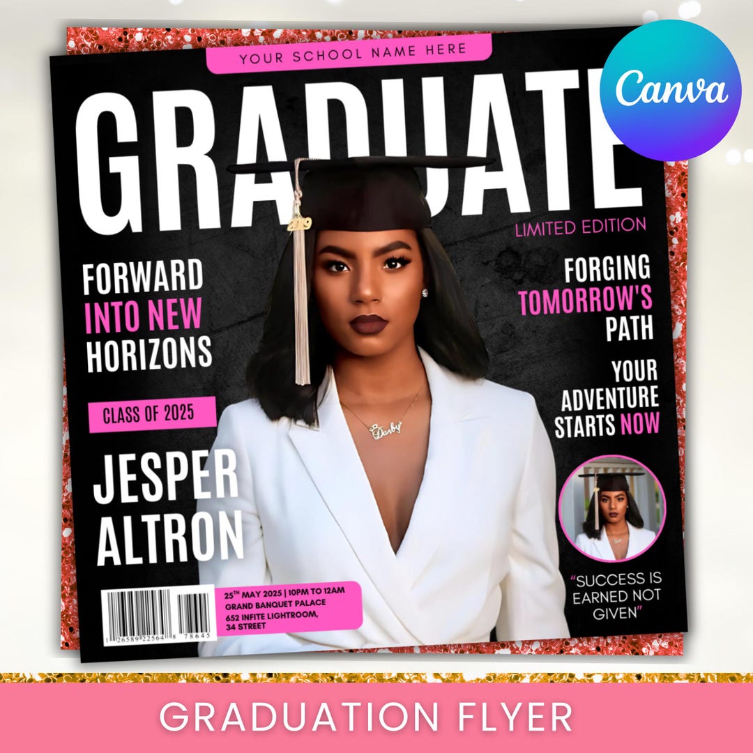 Magazine Cover Graduation Invite, Graduation Party Flyer, Graduation ...