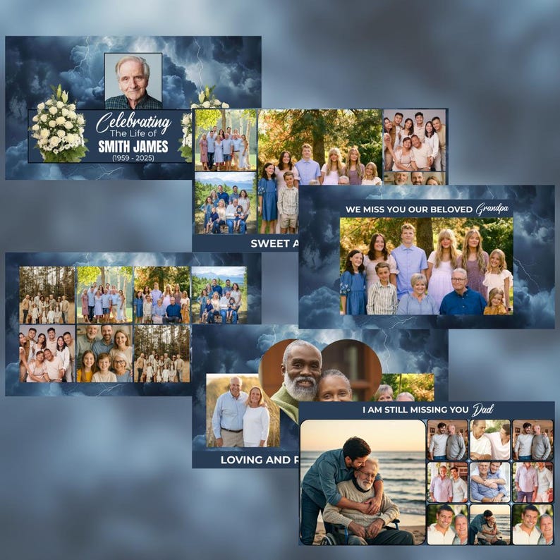 Funeral Slideshow Template, Memorial Funeral Announcement, Memorial ...