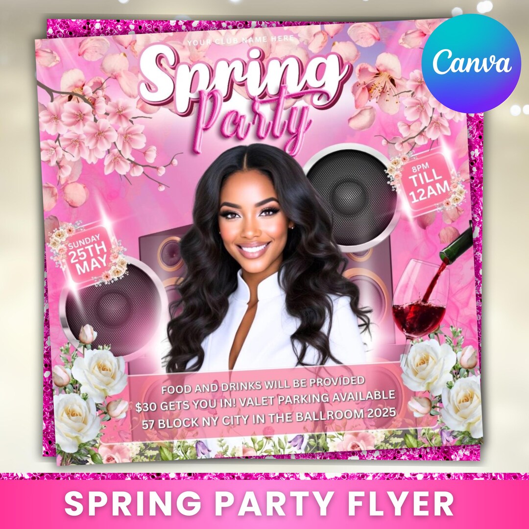 Spring Party Flyer, Party Flyer, Spring Break Party Flyer, Club DJ ...