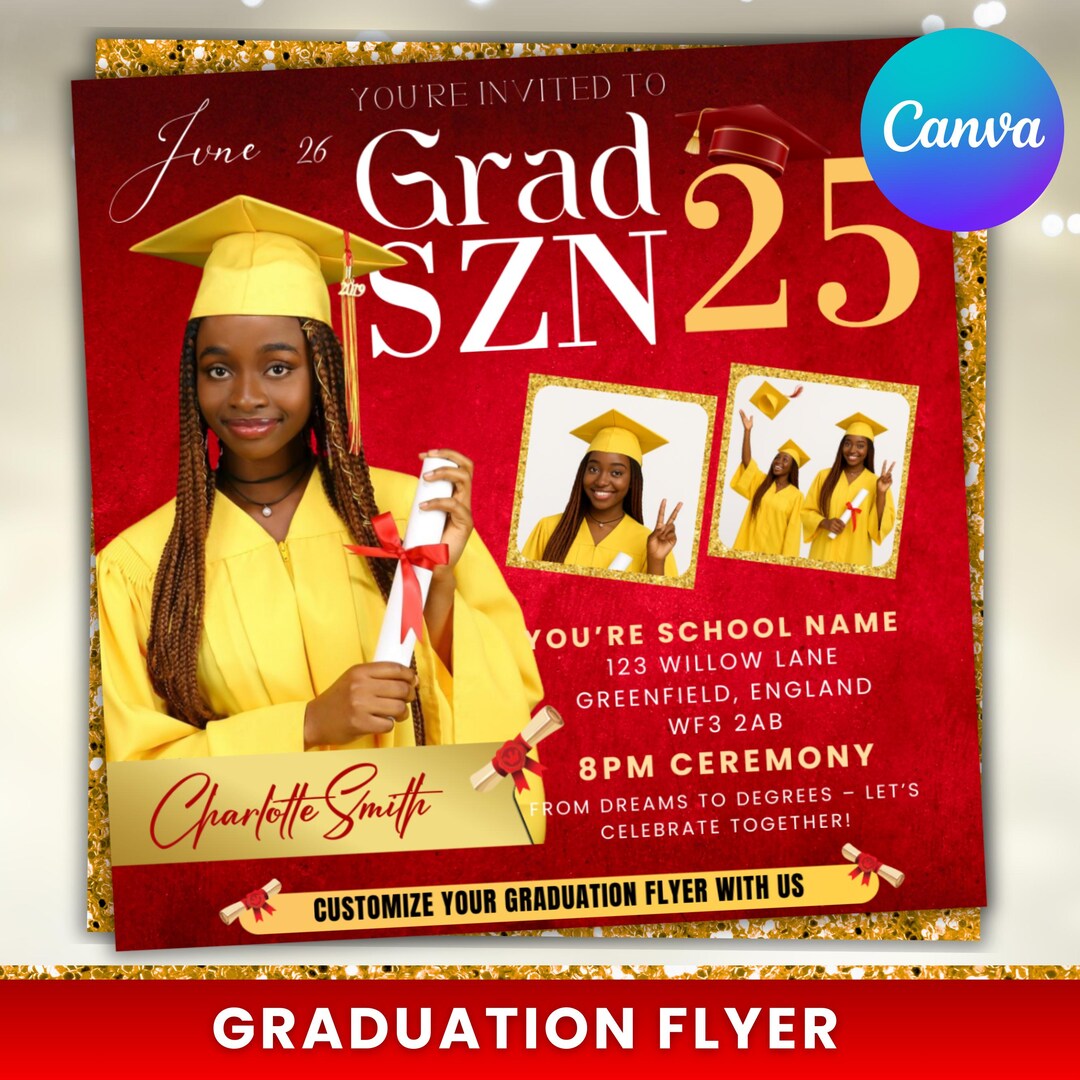 Graduate Flyer, Graduation Party Flyer, Graduation Invitation, College ...