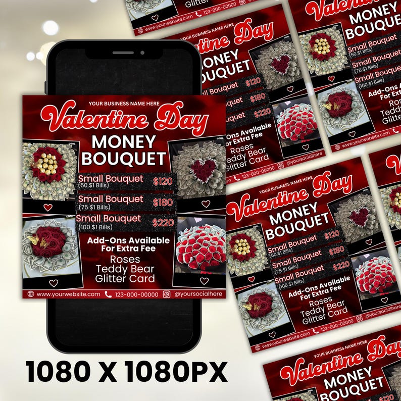 Valentine Day Flyer, Valentine Money Bouquet Pricelist Flyer, Flyer for ...
