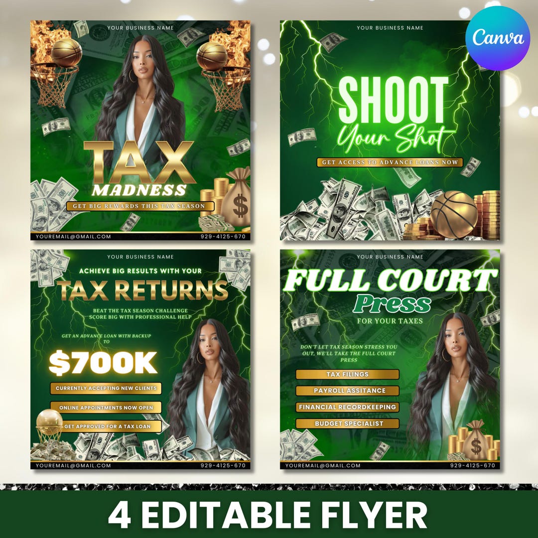 Tax Prep Bundle, 4 Tax Prep Flyers, Tax Season Flyer, Professional Income Tax Flyers, Accounting ...