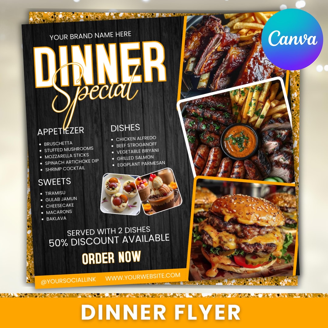 Dinner Specials Flyer, Dinner Sale Flyer, Dinner Menu Deals Flyer ...