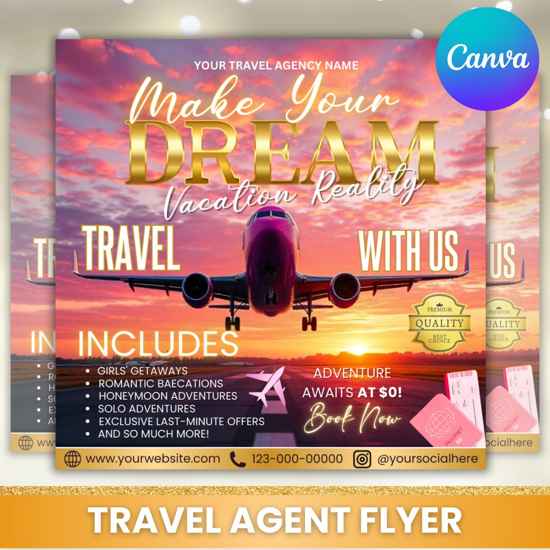 Travel Agent Flyer, Travel Agency, Business Flyer, Vacations Flyer, DIY ...