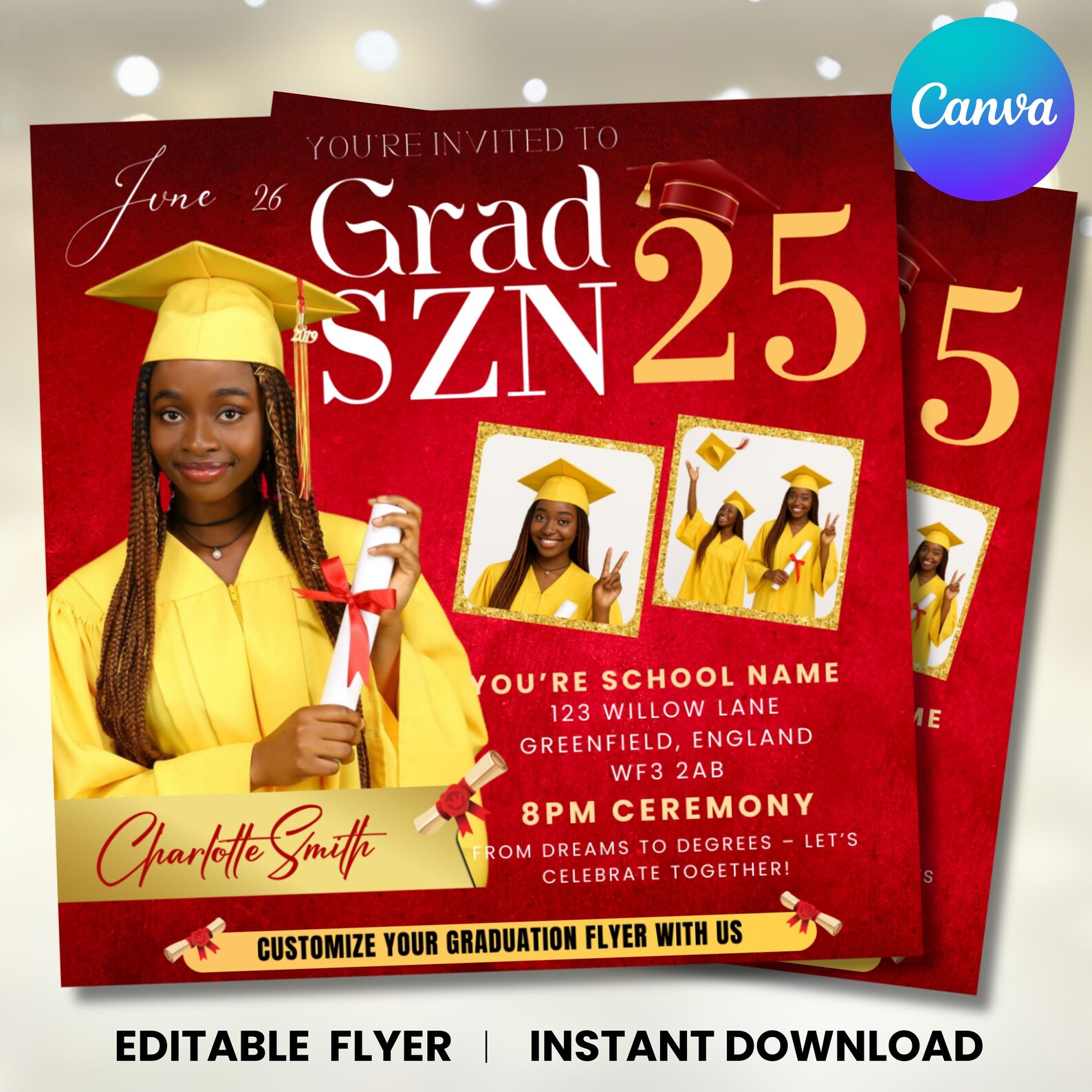 Graduate Flyer, Graduation Party Flyer, Graduation Invitation, College ...