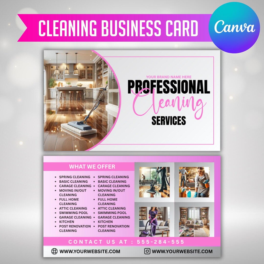 Business Card, Cleaning Services Business Card, Premade Housekeeping ...