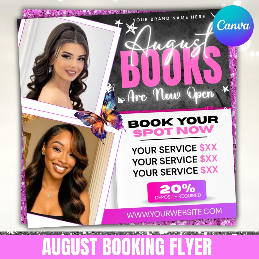 August Booking Flyer, August Appointment Flyer, Back to School Flyer ...