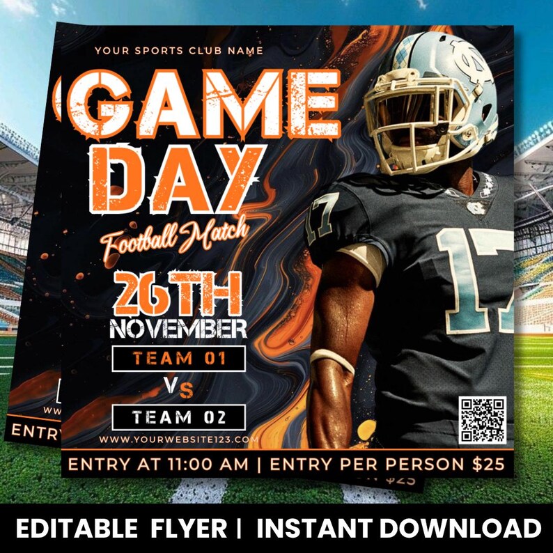 NFL Game Day Flyer Template, Match Day Poster, NFL Football Watch Party ...