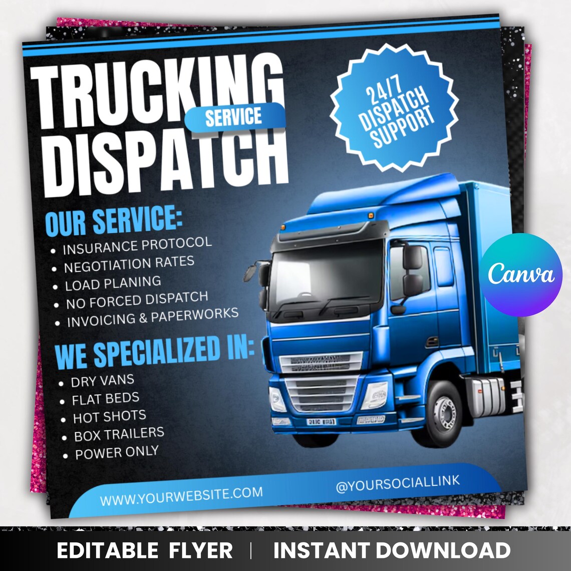 Truck Dispatcher Flyer, Truck Services Flyer, Broker Freight ...