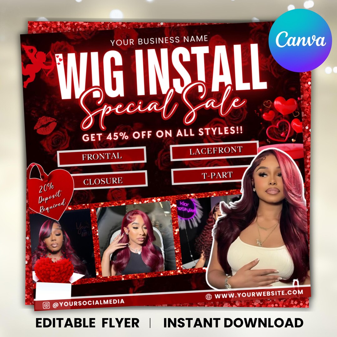 Wig Install Flyer, March Bookings Flyer, March Madness, Wig Specials ...