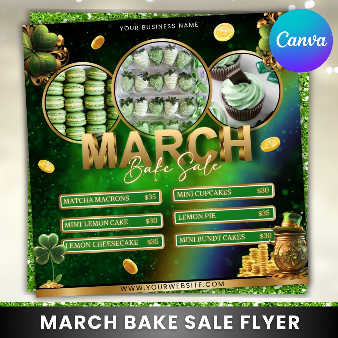 March Bake Sale Flyer, Spring Bakery Flyer, Sweet Treats Flyer, March ...