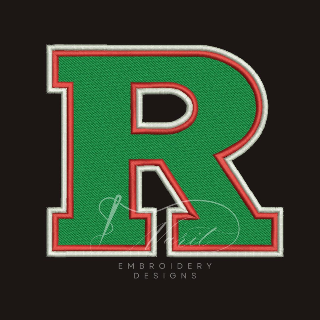 R Text Embroidery Designs - Digital Download for Machine Embroidery , 6 ...